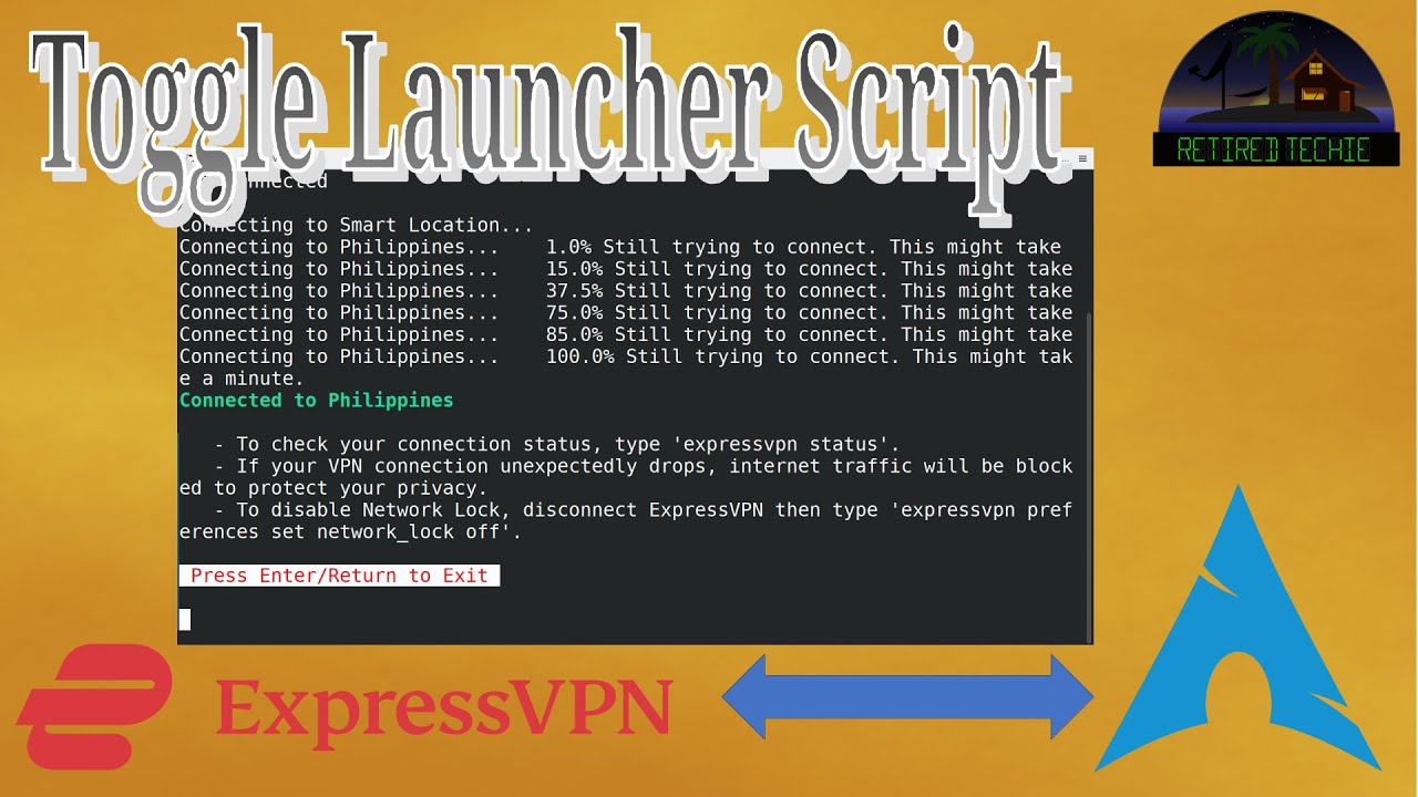 Launcher BASH Toggle Script for ExpressVPN - YouTube