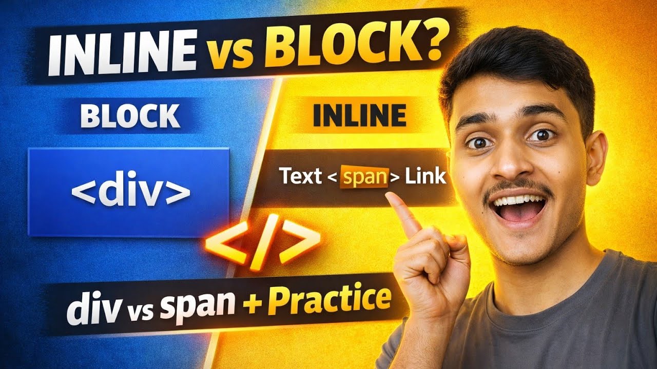 HTML Inline vs Block Elements — div vs span, hr Tag + Practice Questions (Beginner | Lesson 4 ...