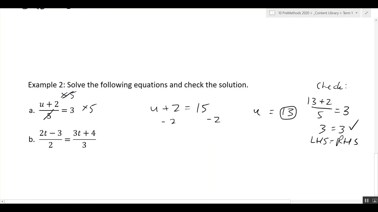 Solving Linear Equations or Solving for an unknown - YouTube