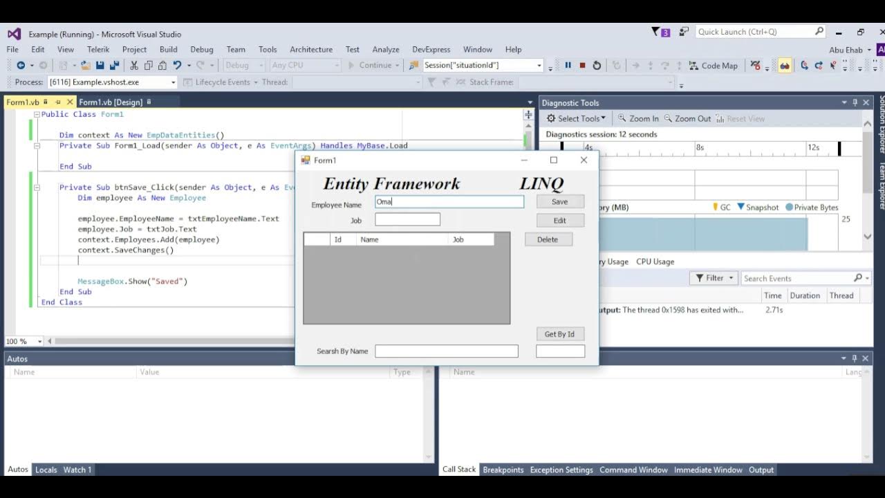 How to Save Record and Populate DataGridView with Entity Framework in VB Net - YouTube