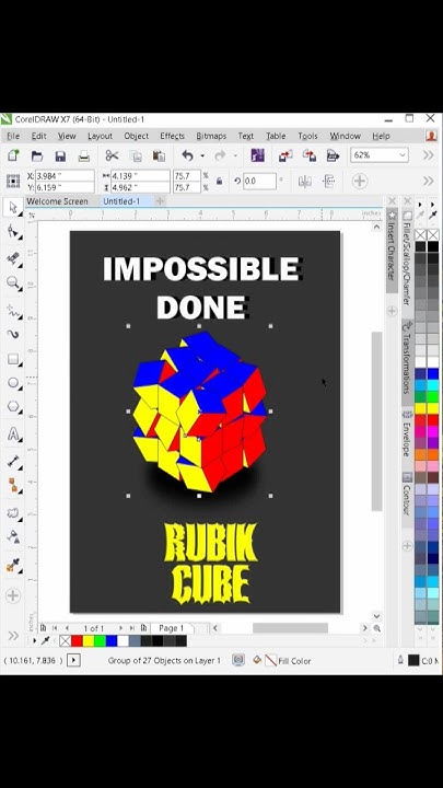 How to Make Rubik cube 3D design in CorelDRAW#desing #corel#logo#art#banner #shortsfeed# ...