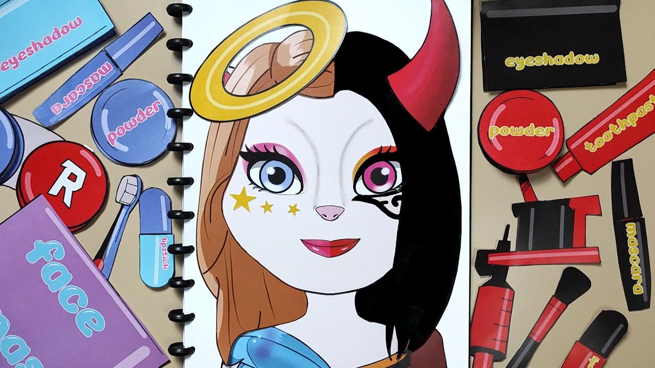 (🌸paper diy🌸) Angel Angela Devil Angela Makeup 💄💋 With Paper Cosmetics ...