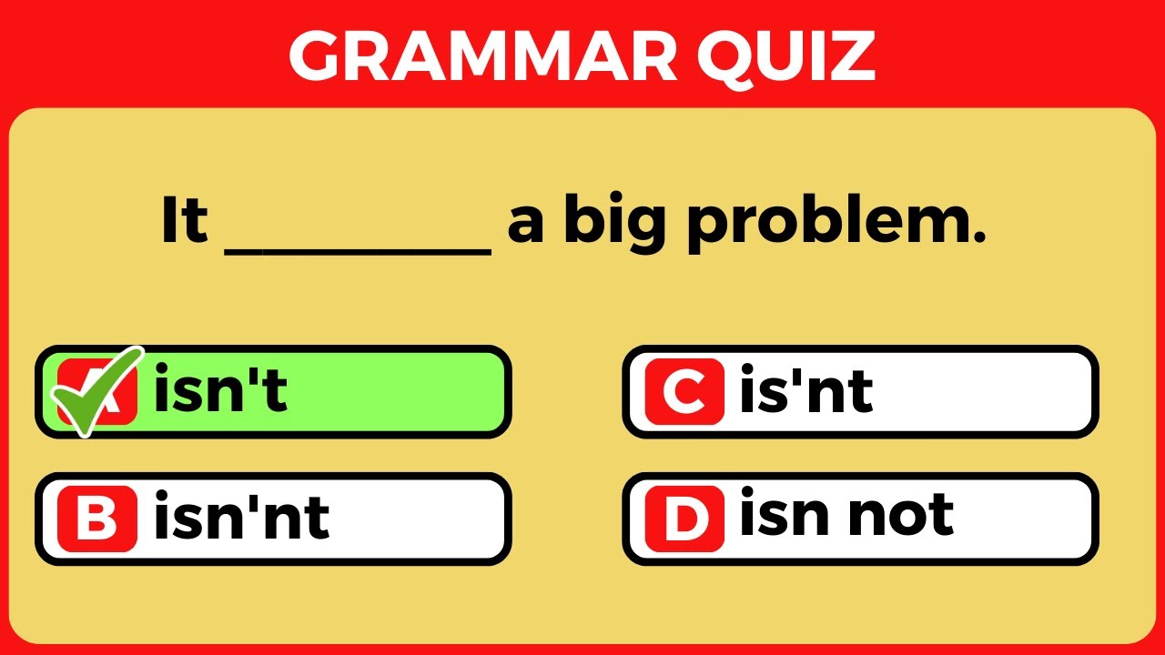 Grammar Quiz । am not, is not, are not | Grammar Questions ...