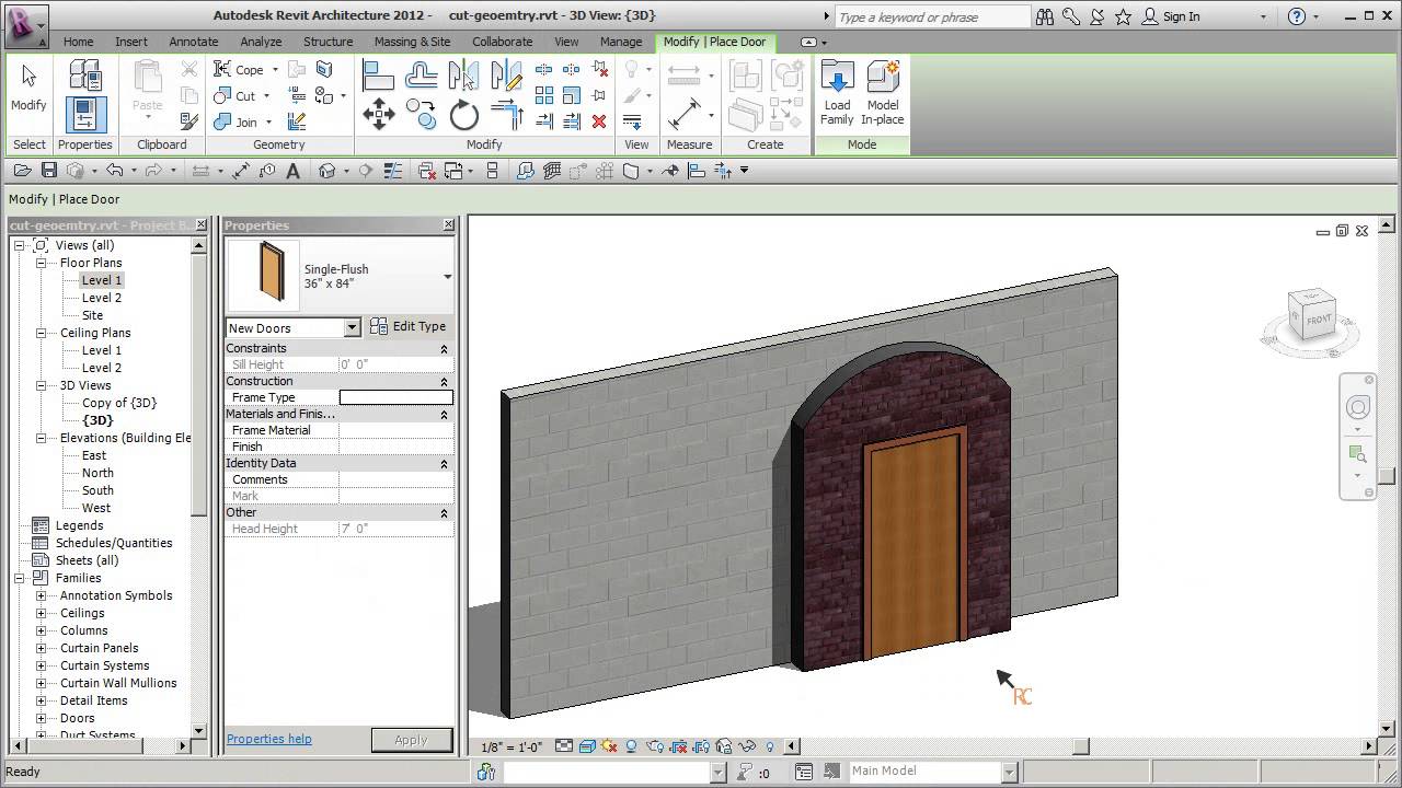 REVIT ARCH 2012 GEOMETRY 05 CUT GEOMETRY WALLS EDIT PROFILE - YouTube
