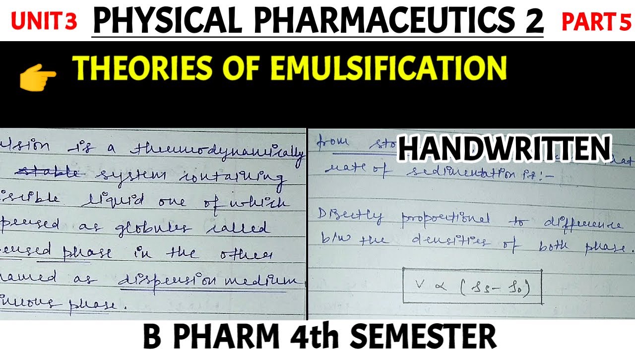 Theories of emulsification || Surface tension theory || Hydration ...