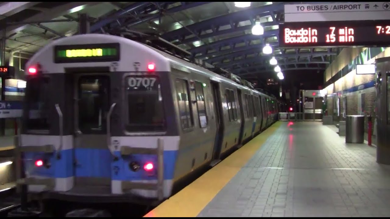 ᴴᴰ MBTA Blue Line Action at Airport - YouTube