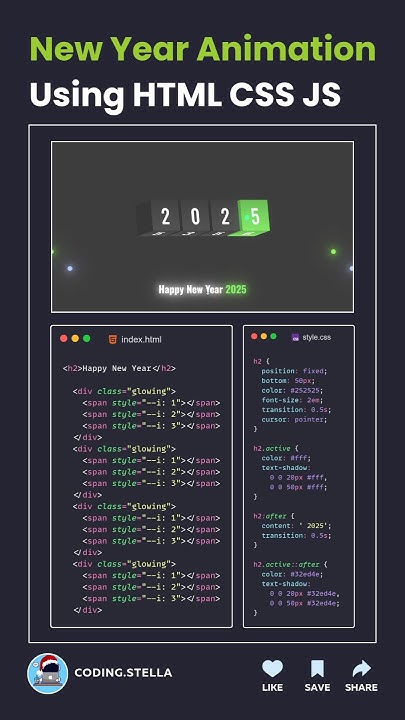 New Year Animation 2025 using HTML CSS 🥳 #cssanimation #newyear2025 - YouTube