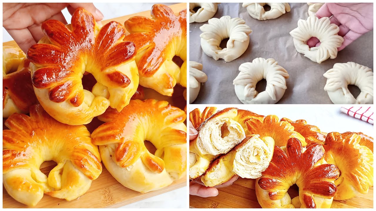 Fluffy Super Soft Cream Buns Recipe | Flower Bun Design | Bun design ...