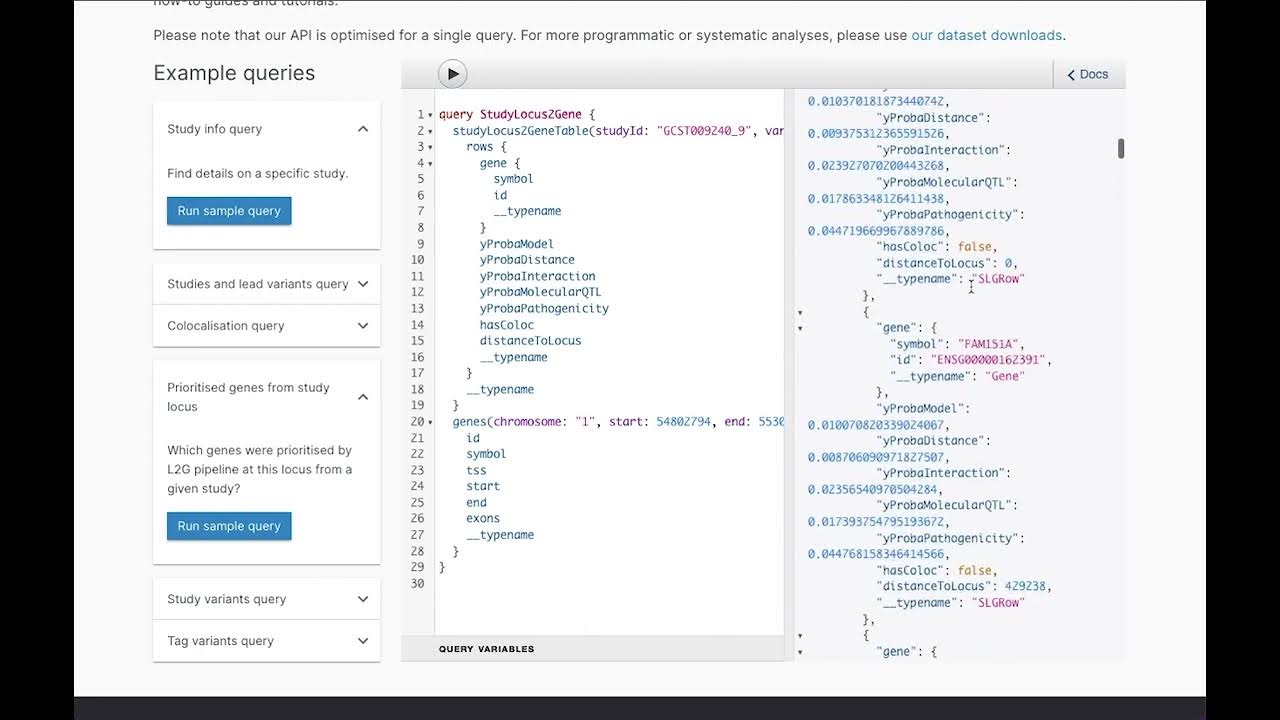 Walkthrough of the Open Targets Genetics API page - YouTube