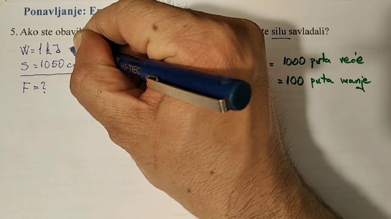 OŠ Fizika 7 - Rad, energija i snaga 5. zadatak - rad sile na putu - YouTube
