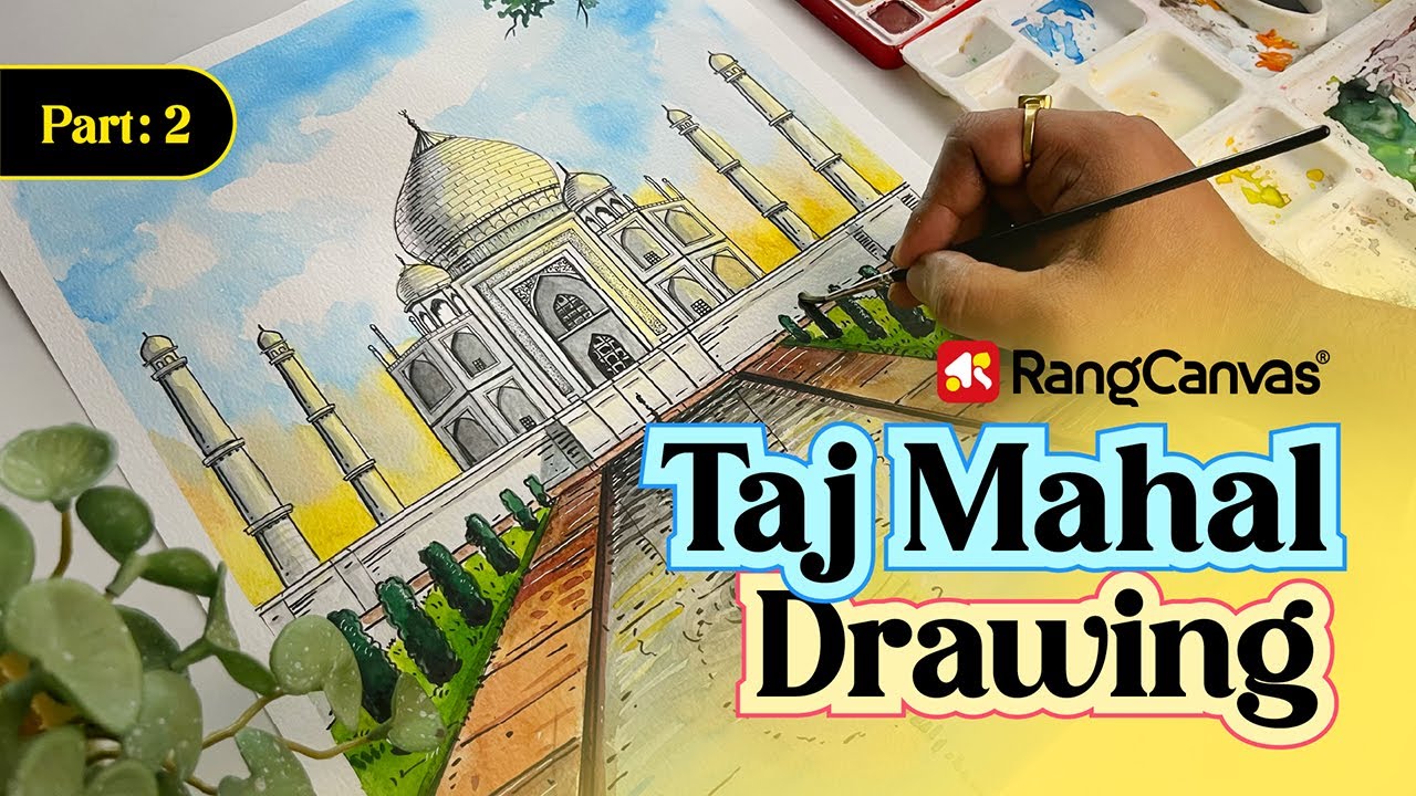 Easy Taj Mahal drawing | Taj Mahal painting step by step for beginners ...