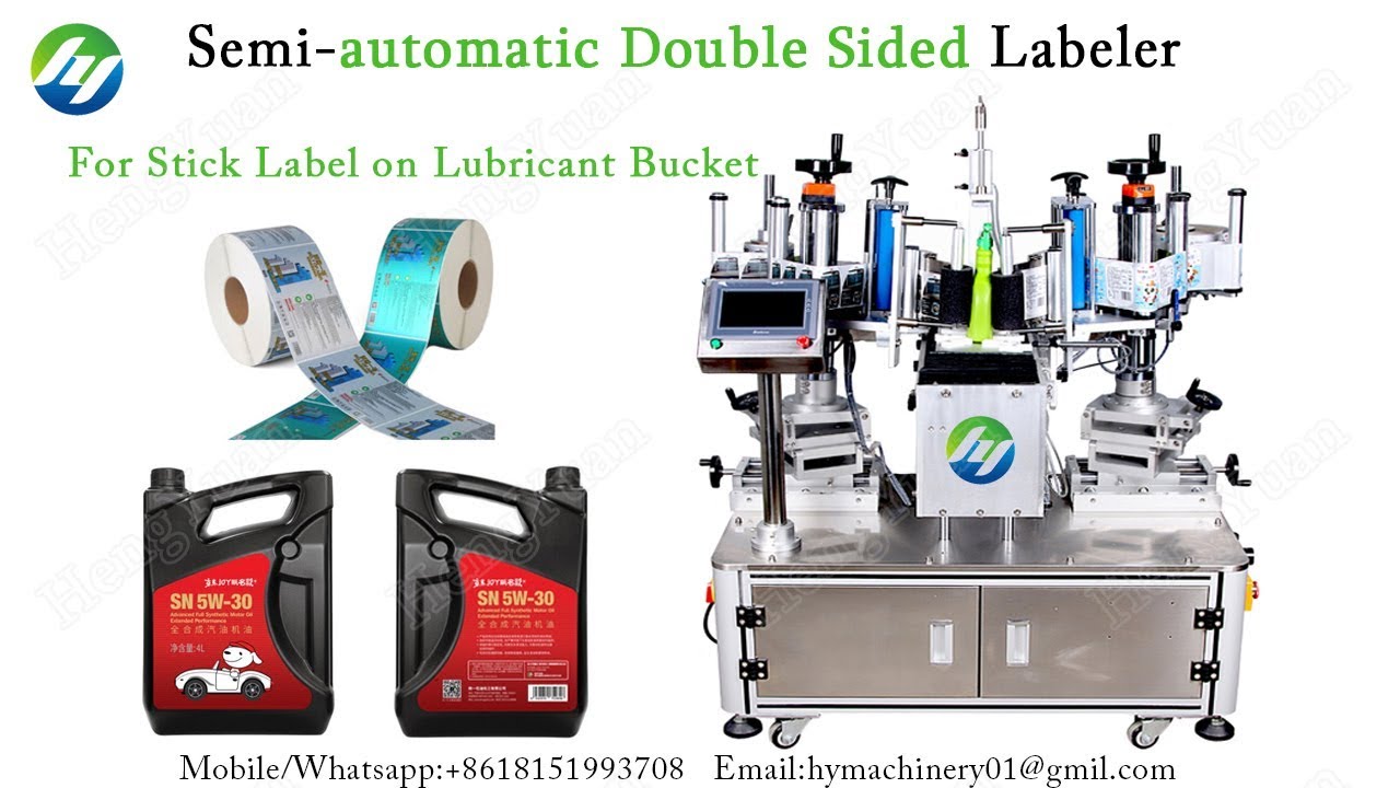 Semi-automatic Double Sided Label Applicator for Lubricant Barrel ...