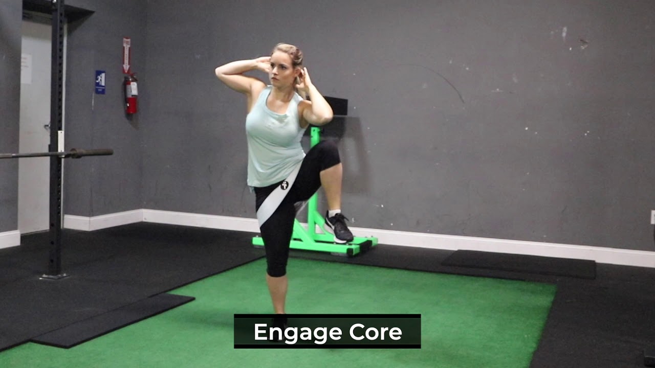 Curtsy Lunge Side Crunch with Hip Band Tutorial - YouTube