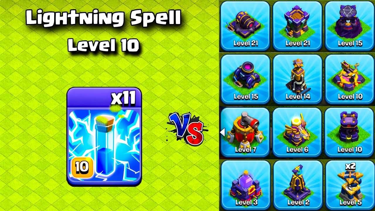 Lightning Spell Destroy Every Defense ! - Clash of Clans - YouTube