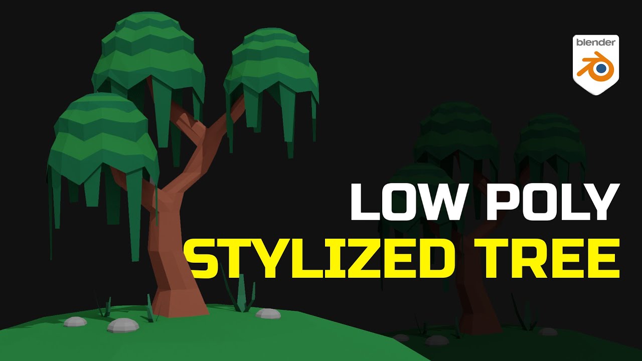 low poly stylized tree blender 3d speed modeling | #blender3d #gamedev ...