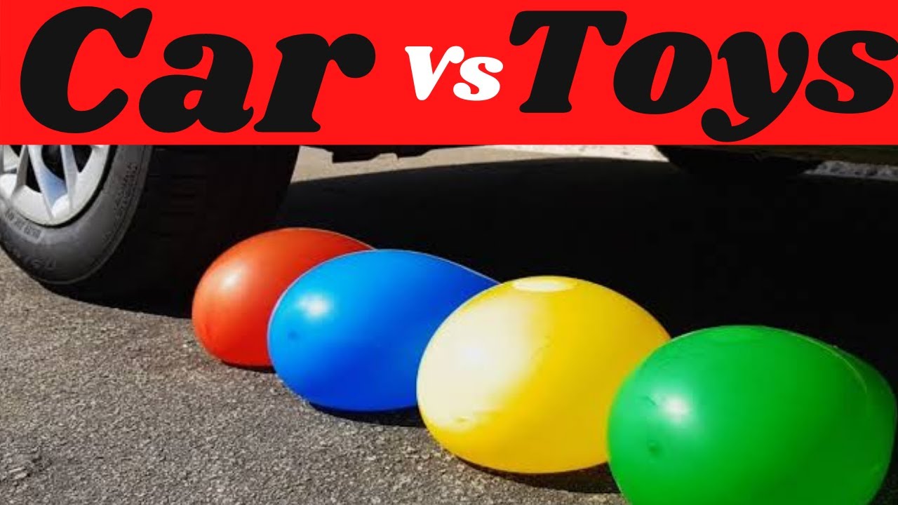 Car vs Toys, car stepping on toys smashing, crushing fanta coca objects ...