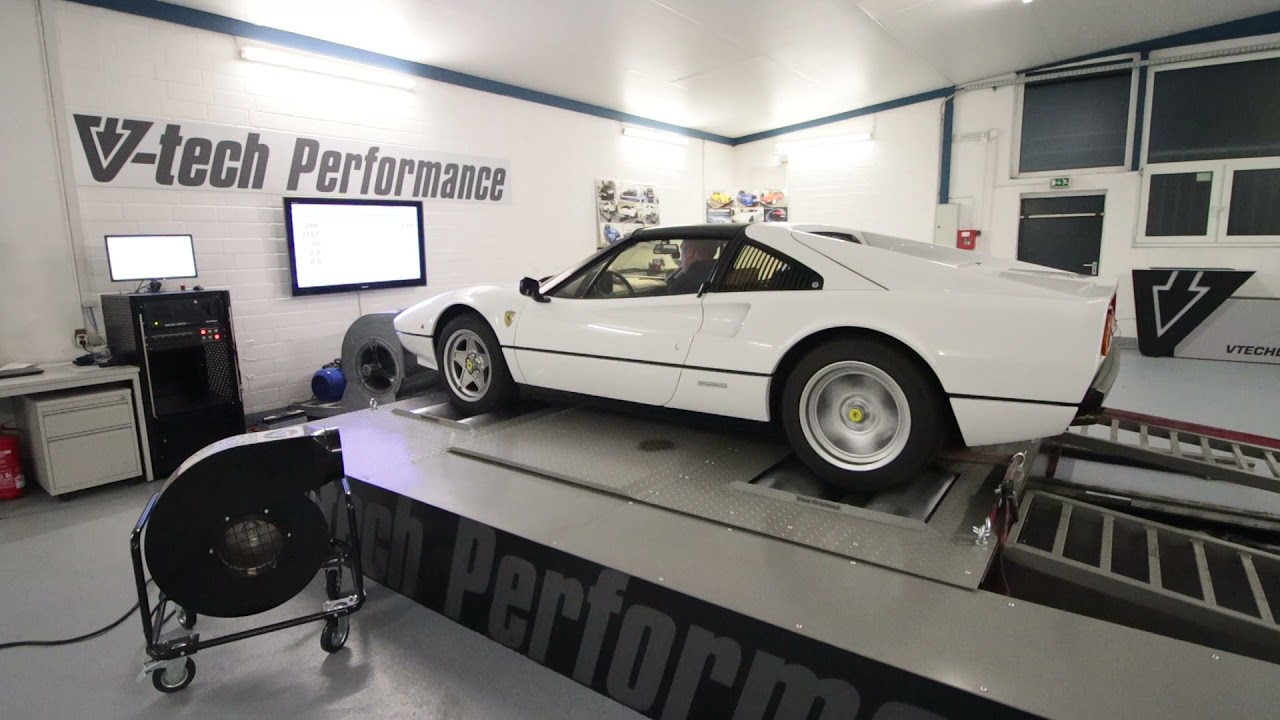 Vtech-Performance Leistungsmessung Ferrari 308 GTS 224PS- 270Nm V-Tech Leistungsprüfstand Dyno ...