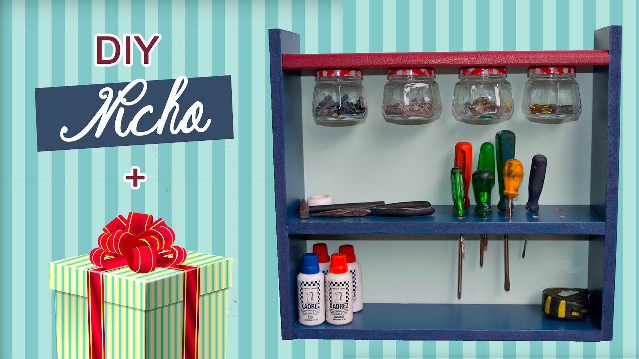 DIY - Nicho com prateleiras e potes suspensos + AMIGO OCULTO DIY - YouTube
