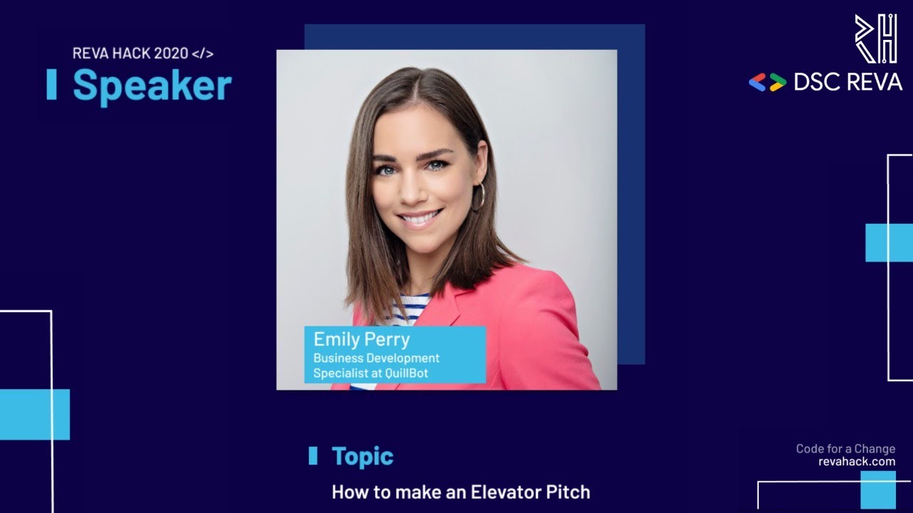 REVA HACK 2020 Live Event | How to make an Elevator Pitch - Speaker Session | Nov. 3 - YouTube