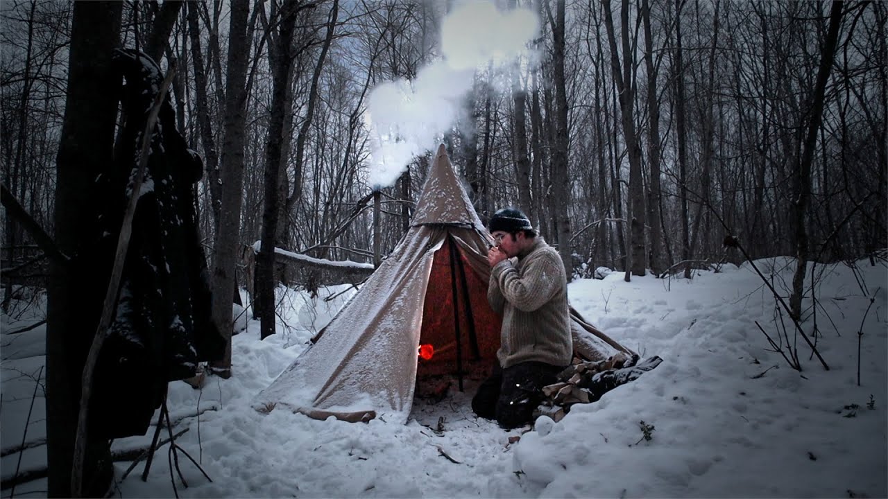 Winter Hot Tent Camping in Freezing Temperatures - YouTube