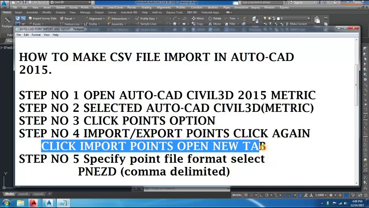 HOW TO MAKE IMPORT CSV FILE IN AUTO-CAD 2015 (VIDEO NO-02) - YouTube