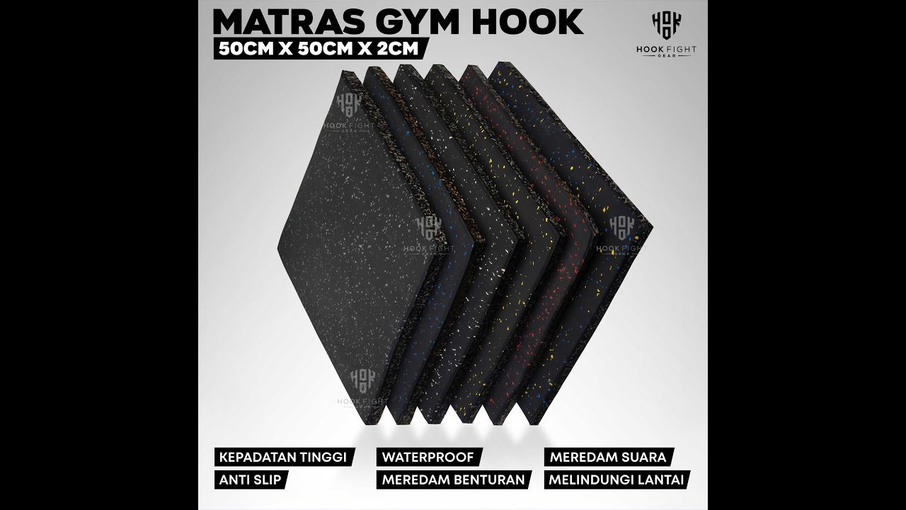 Matras Gym Hook Karet 50cm x50 cm x 2cm Karpet Fitness Rubber Tile ...