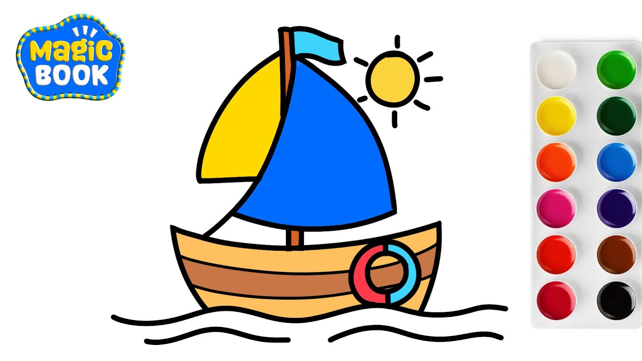 How To Draw a Boat | Kids Drawing Step by Step | Magic Book - YouTube
