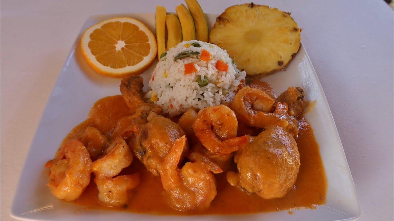 POLLO Y CAMARONES EN SALSA DE HABANERO - YouTube