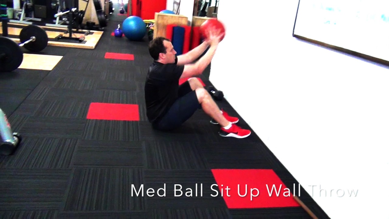 Med Ball Sit up with Wall Throw - YouTube