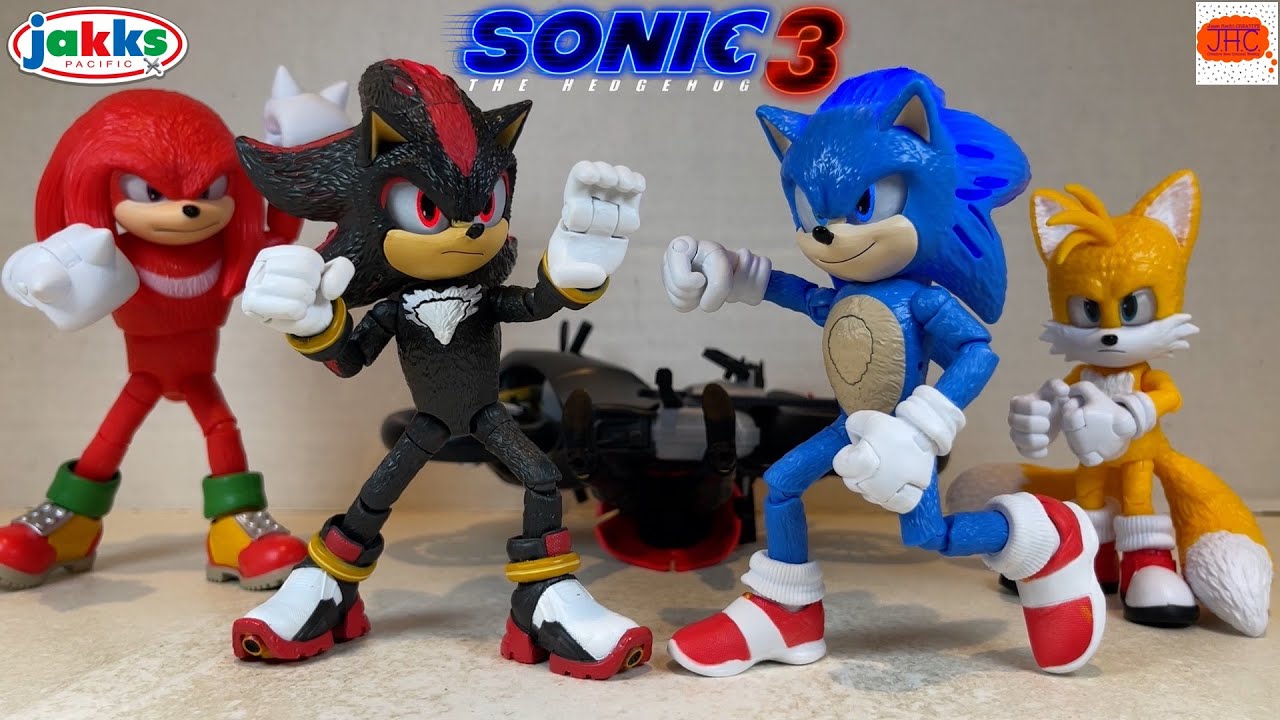 LIGHT UP! Sonic the Hedgehog 3 Movie 4 Pack Jakks Pacific Action Figure ...