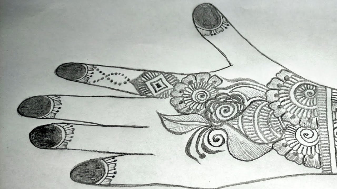 New Bridal Pencil Mehndi Design For Hand's //Pencil Shading Mehandi ...