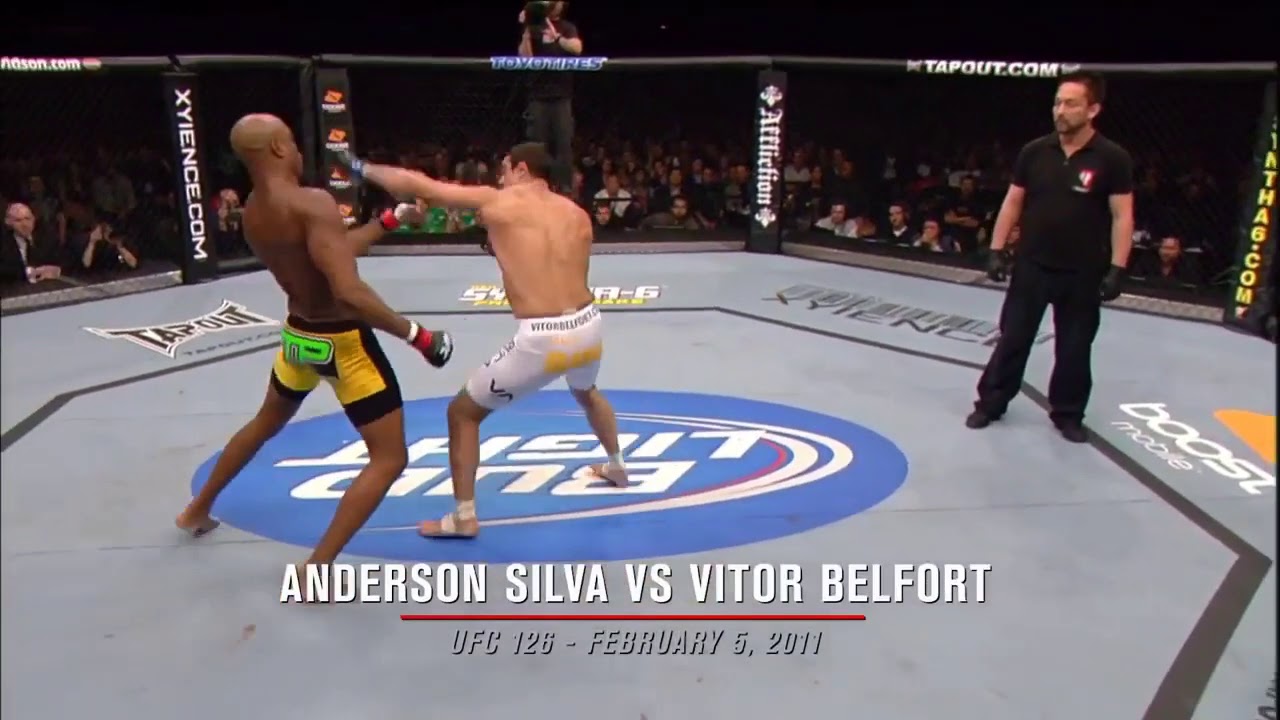 UFC Anderson Silva CRAZY Front Kick KOs Vitor Belfort SLOW MOTION - YouTube