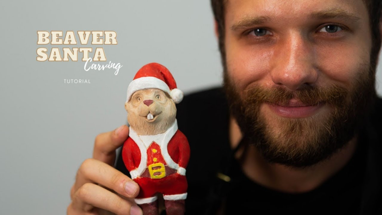 Hand-Carved Wooden Santa - Santa Beaver Out of Wood - YouTube