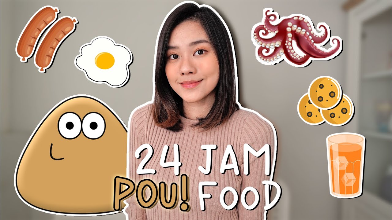 24 Jam Makan Makanan Di Game Pou Youtube