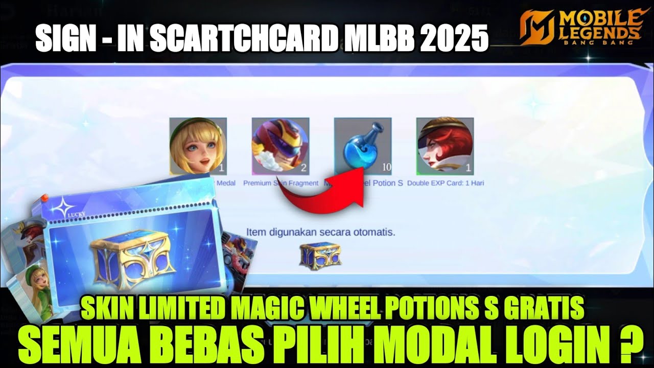 MODAL LOGIN!! EVENT LOGIN GOSOK KARTU SKIN LIMITED MAGIC WHEEL POTION S ...