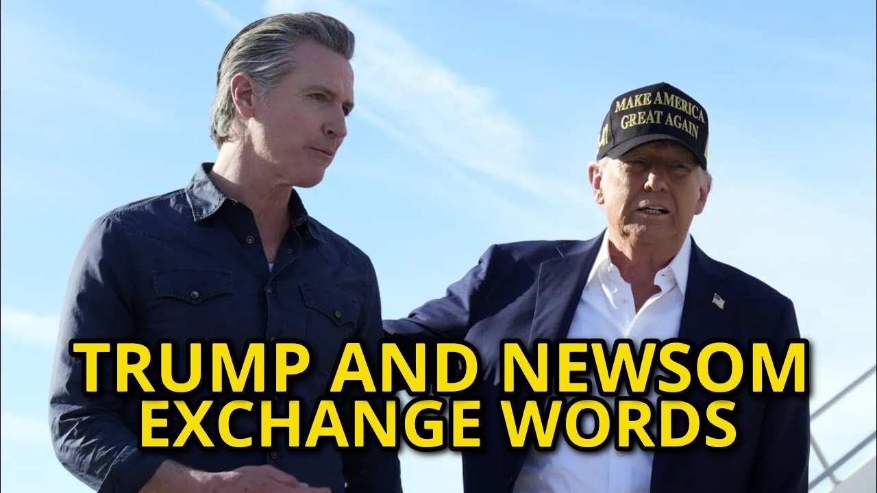 Trump and Newsom exchange some words upon meeting in Los Angeles - YouTube