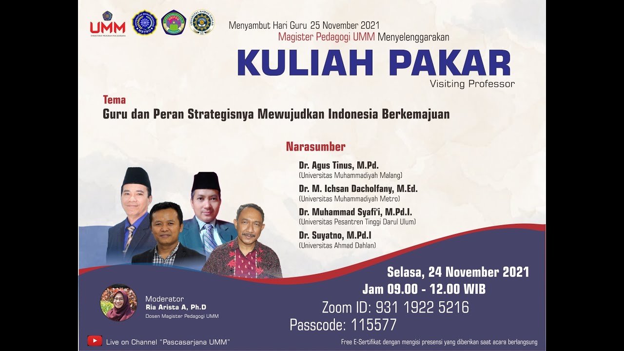 Kuliah Pakar Guru dan Peran Strategisnya Mewujudkan Indonesia ...