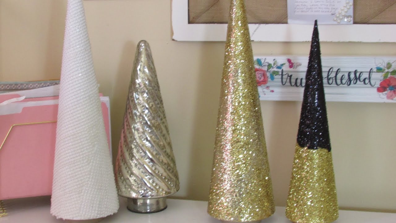 HOLIDAY DIY- Multi Color Glam Glittered Cone Tree - YouTube