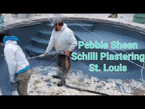 PebbleTec mix and spray Schilli Plastering Co. St. Louis, MO - YouTube