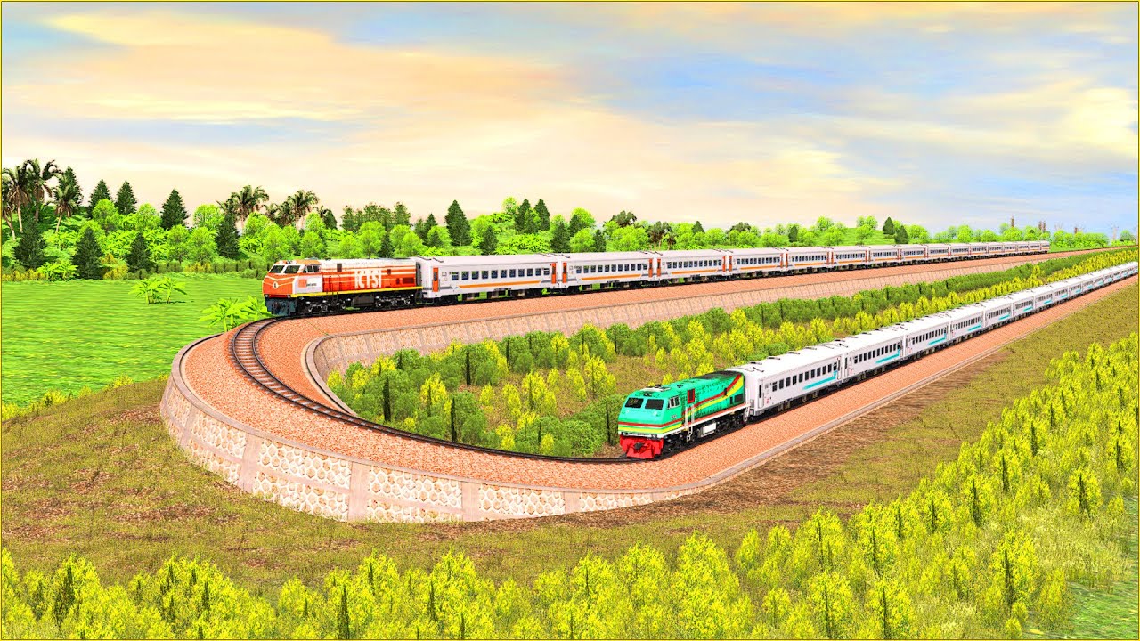 2 FAST TRAINS VS ROTATING RAILROAD TRACK #12-RAILROAD EXTREME-CROSSING ...