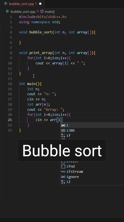 Bubble Sort Implementation using C++ #shorts #coding - YouTube