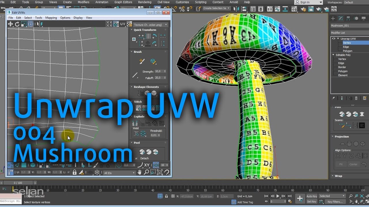 MS3D | 3dsmax | UVW | 004 | Mushroom - YouTube