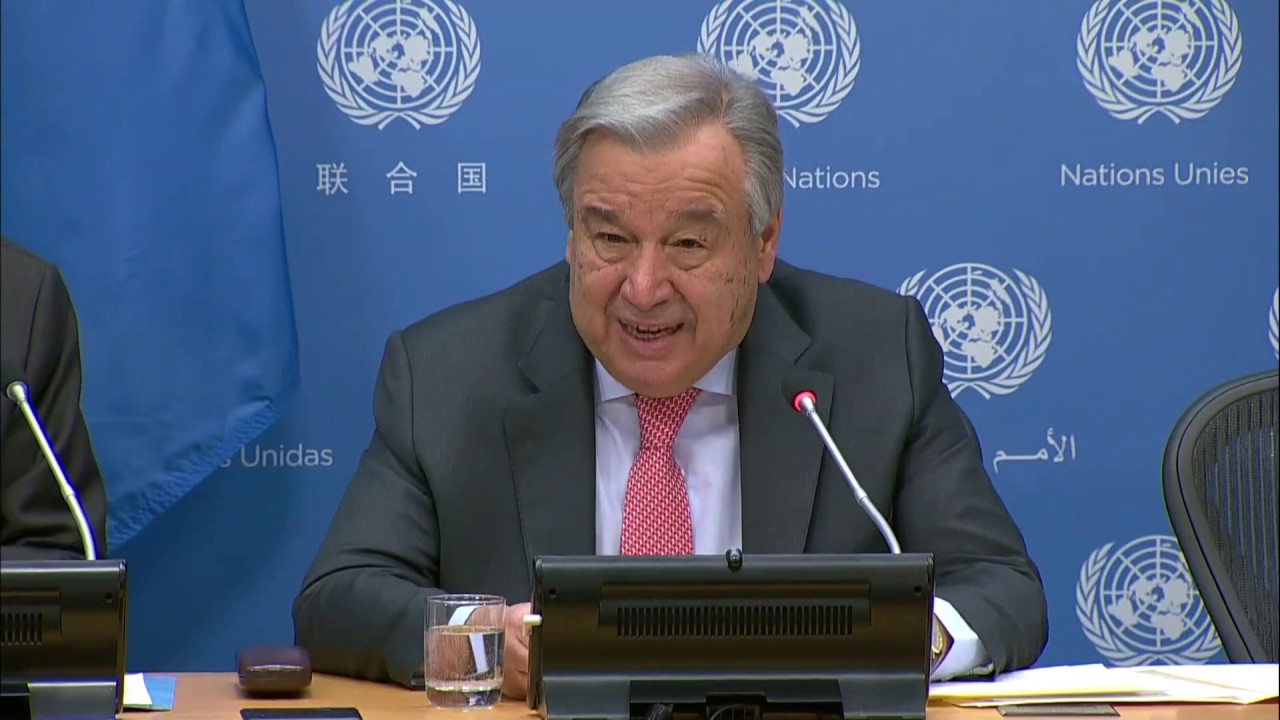 UN Chief talks to the press about his areas of action for 2019 - YouTube