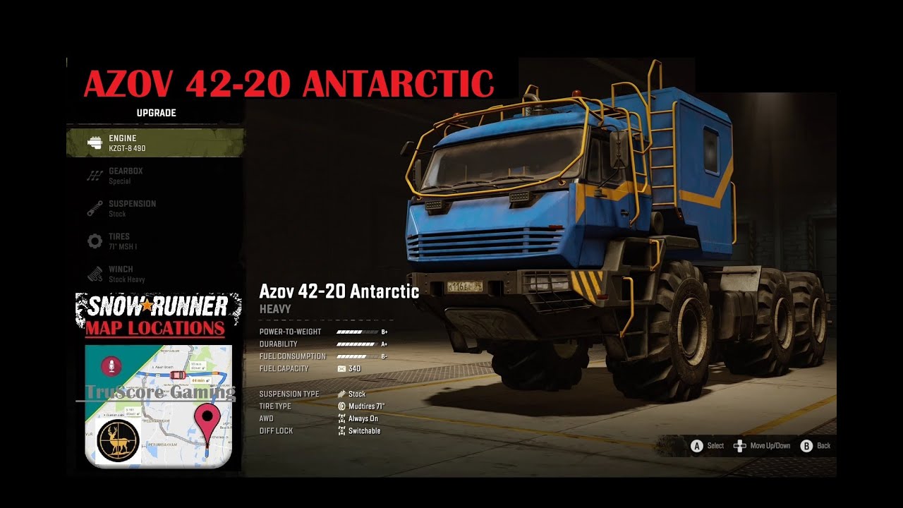 AZOV 42-20 Antarctic SNOWRUNNER ALL Upgrade Locations - YouTube
