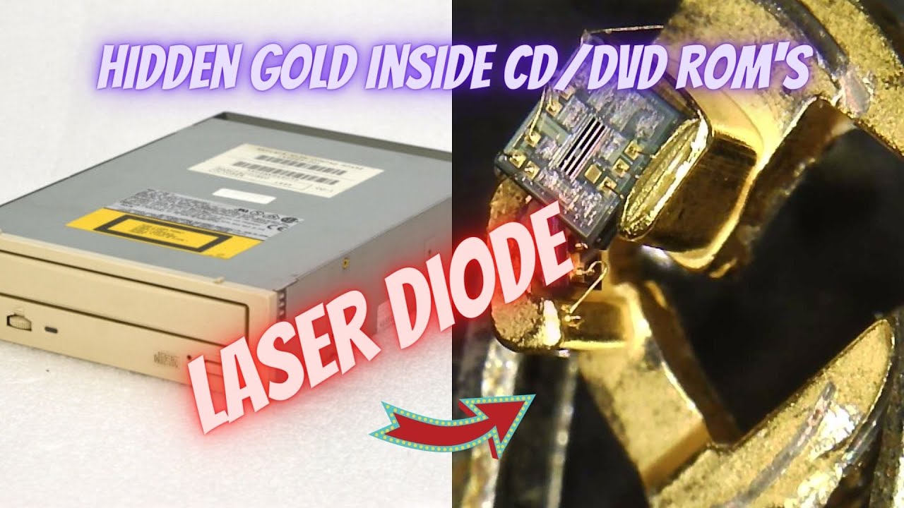 Gold in CD/DVD ROM's ( Seethru IC chips and laser diode ) ( 155 ) - YouTube