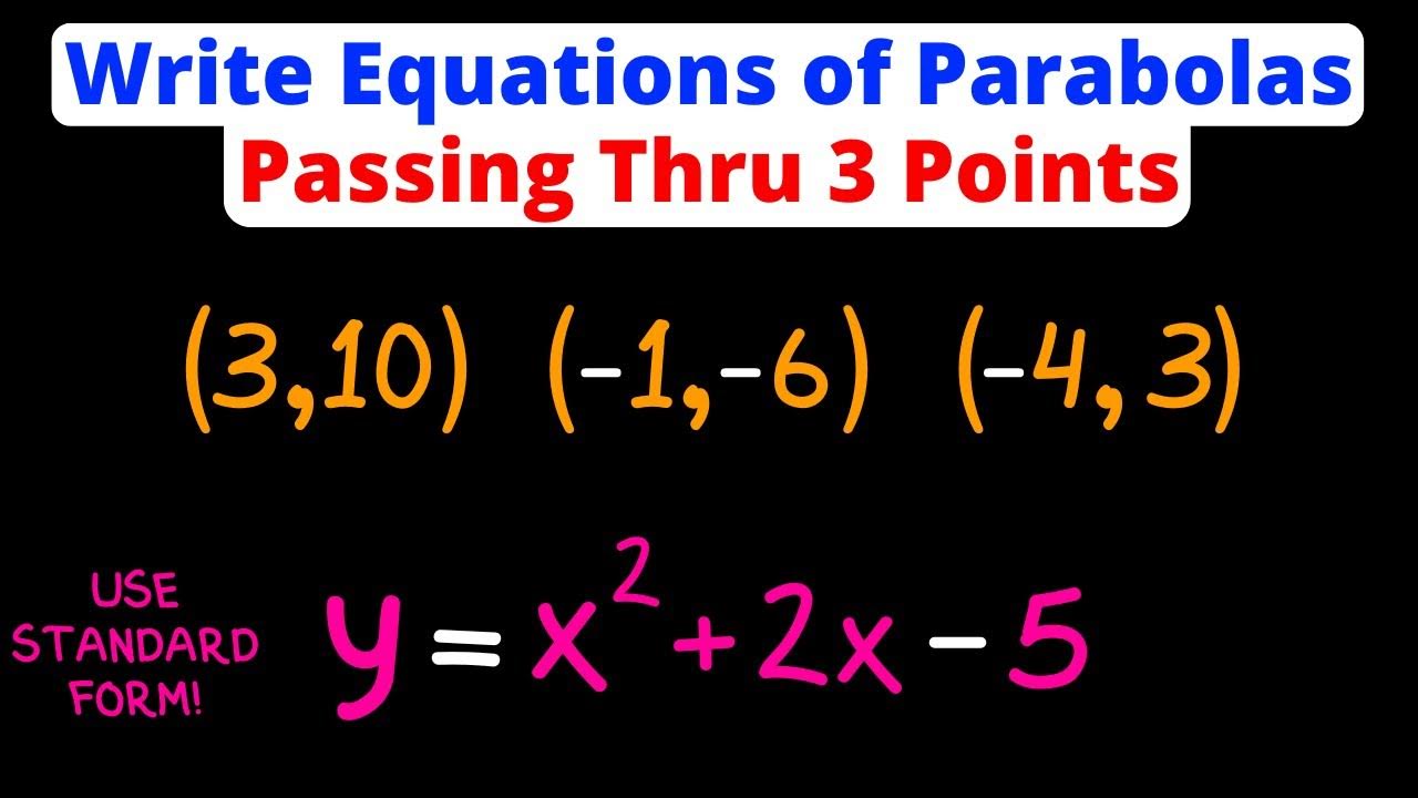 Write the Equation of a Parabola Passing Through 3 Points | Algebra 2 ...