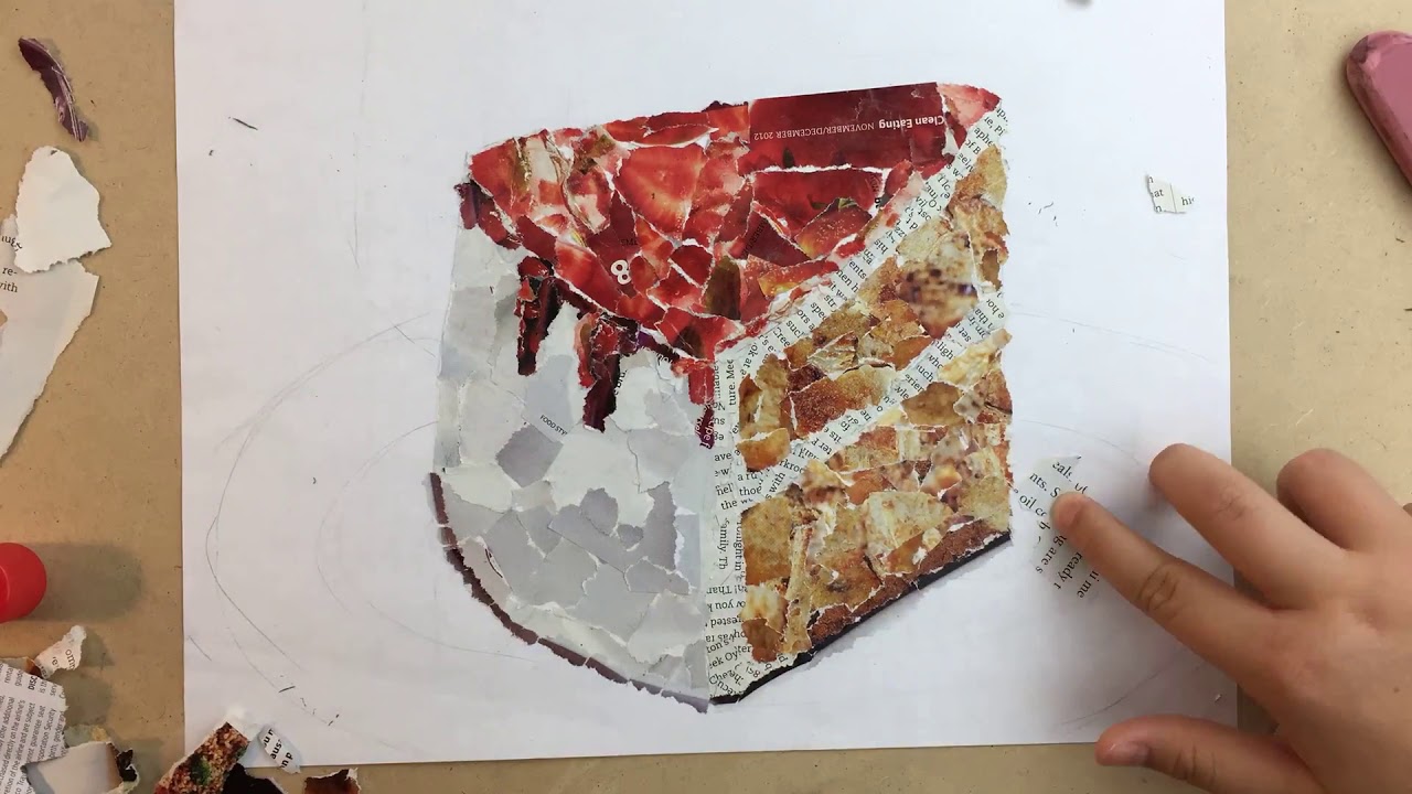How to make birthday cake collage by 8 years old - Tearing art - YouTube