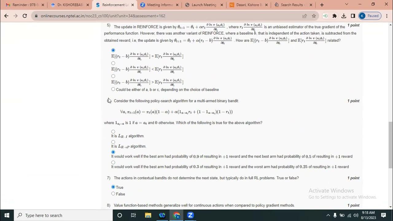 NPTEL-2023-JULY-Reinforcement Learning-WEEK3-ASSIGNMENT-ANSWERS - YouTube