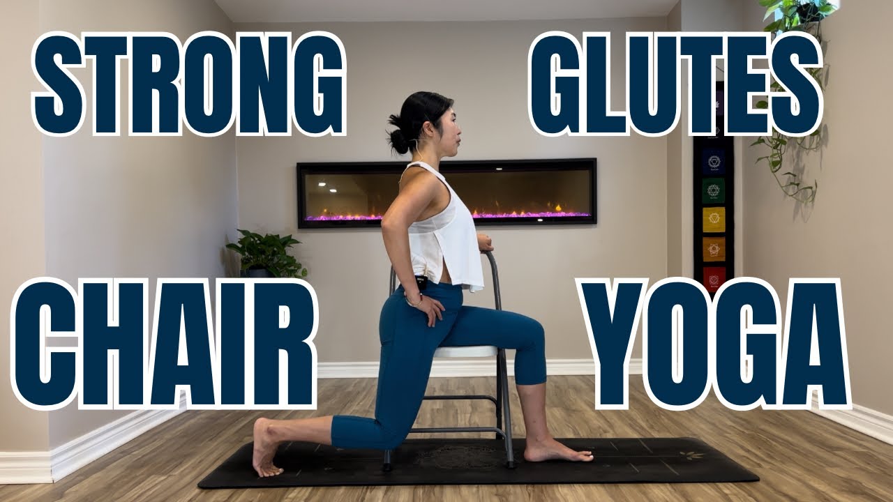 15 Mins Chair Yoga Workout for Strong Glutes | Core, Obliques & Full ...
