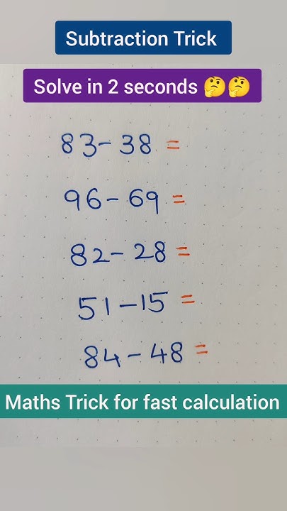 Subtraction Trick - Math Trick for fast calculation#shorts#ytshorts#maths#mathtrick#subtraction# ...